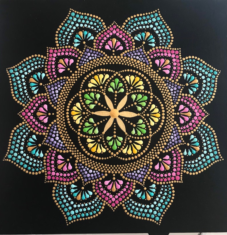 Mandala Dot Art Canvas Painting. - Etsy