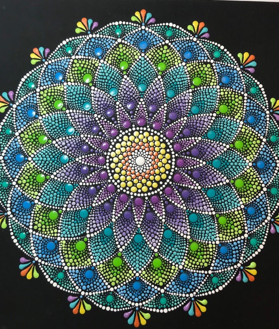 Dot Art Mandala 12x12 Canvas Acrylic Painting - Etsy