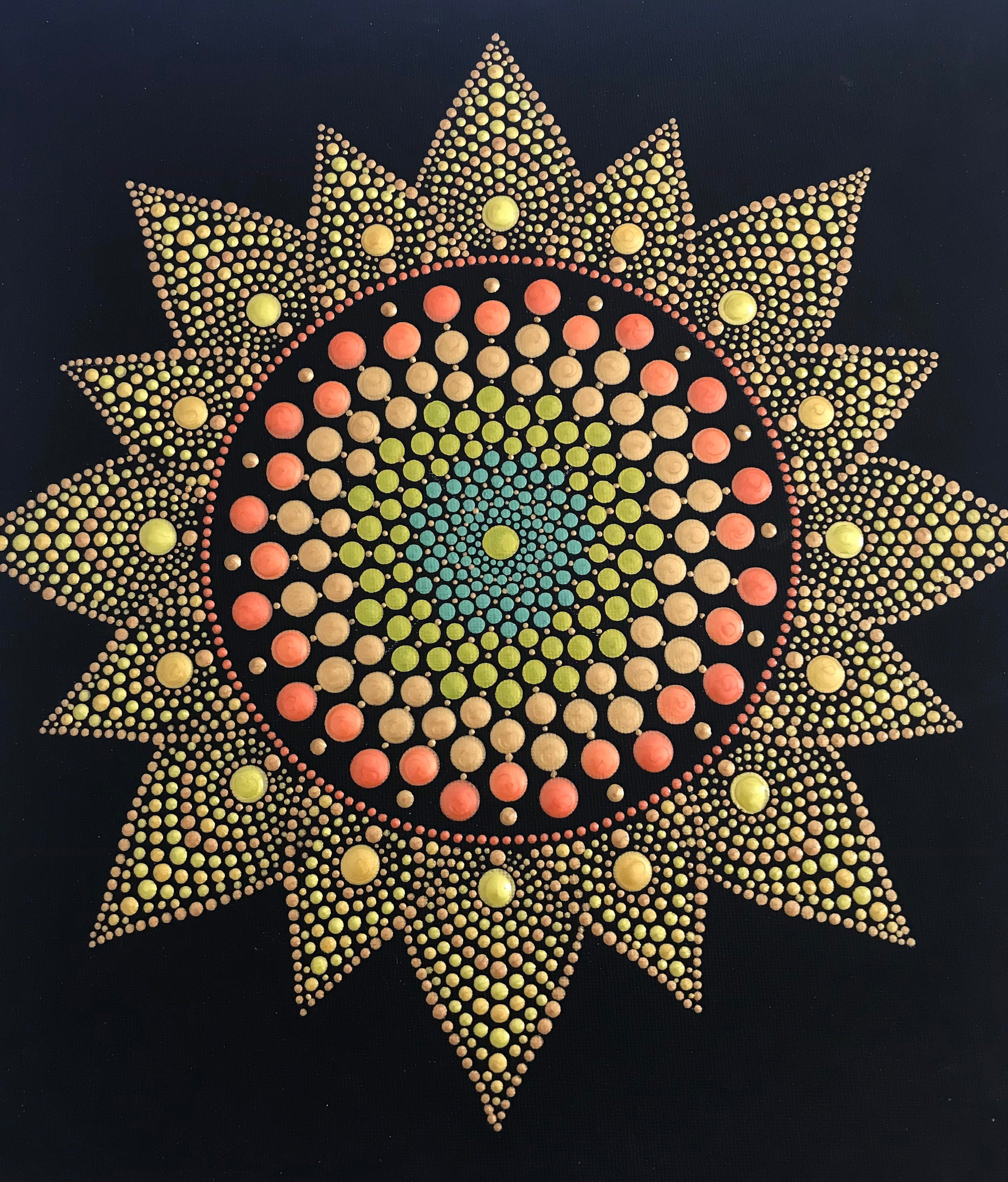 Sun Star 12 X 12 in Acrylic Dot Art Mandala - Etsy