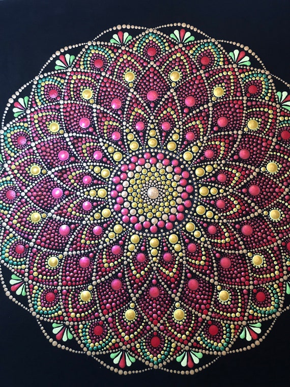 12x12 Dot Art Acrylic Mandala Painting Canvas Panel - Etsy