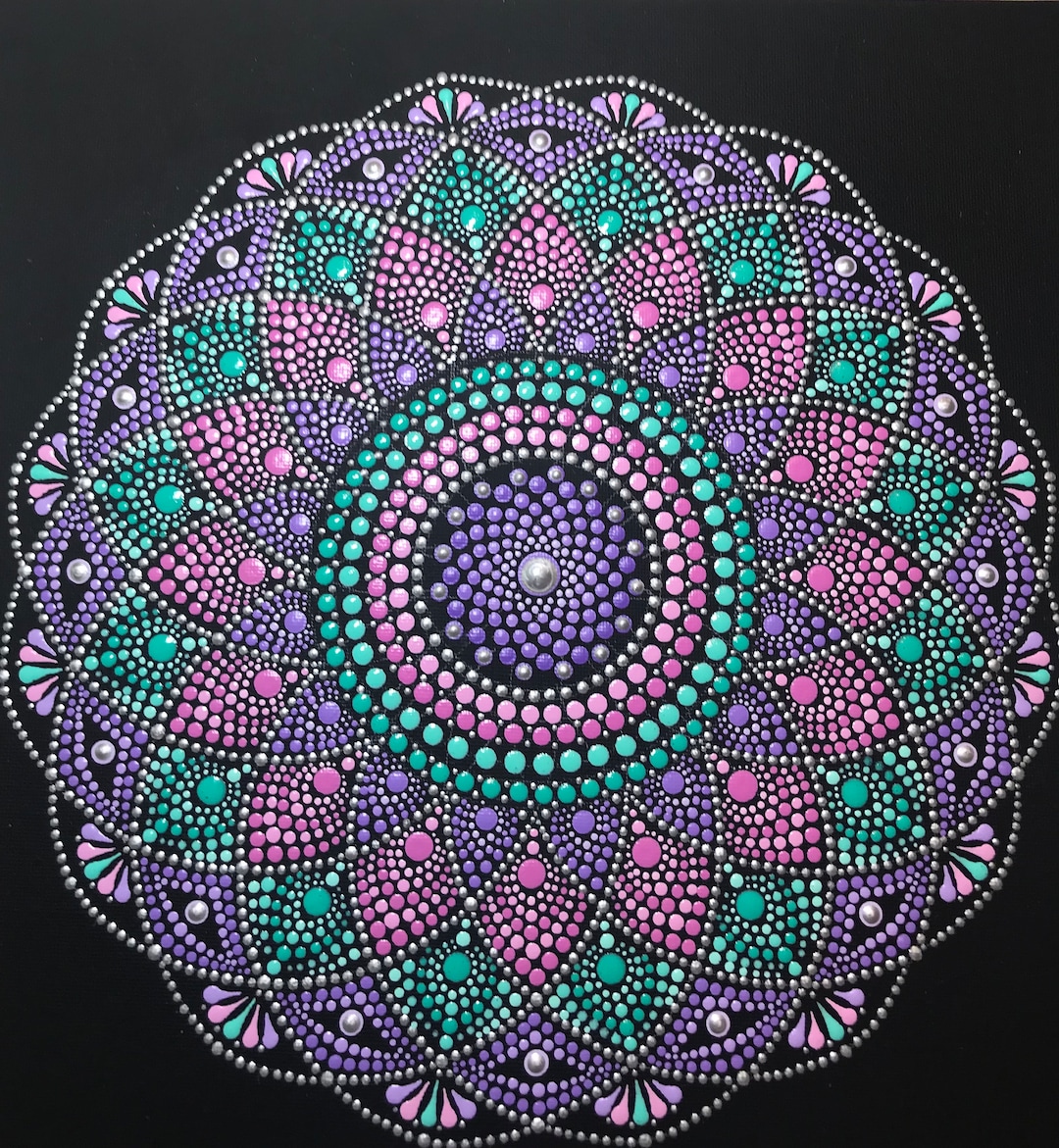 Mandala Dot Art 12 X 12 in Canvas Acrylic Painting - Etsy
