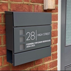 Contemporary Postbox, Personalised Post Box, Lockable Post Box, Grey ...