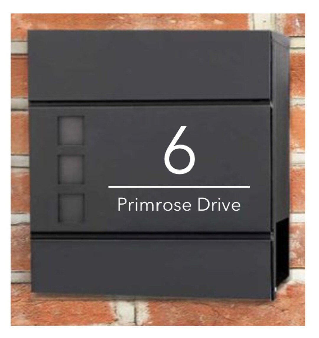 Contemporary Postbox, Personalised Post Box, Lockable Post Box, Grey ...