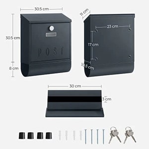 Contemporary Postbox, Personalised Post Box, Lockable Post Box, Grey ...