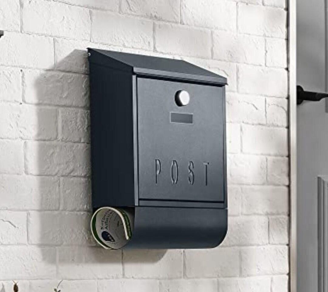 Contemporary Postbox, Personalised Post Box, Lockable Post Box, Grey ...