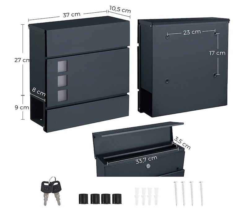 Contemporary Postbox, Personalised Post Box, Lockable Post Box, Grey ...
