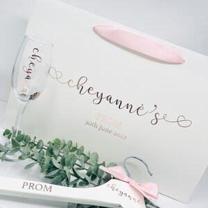 Personalised Prom Gift Set, Rose Gold Bridesmaid Gift, Gift Bag Hanger ...