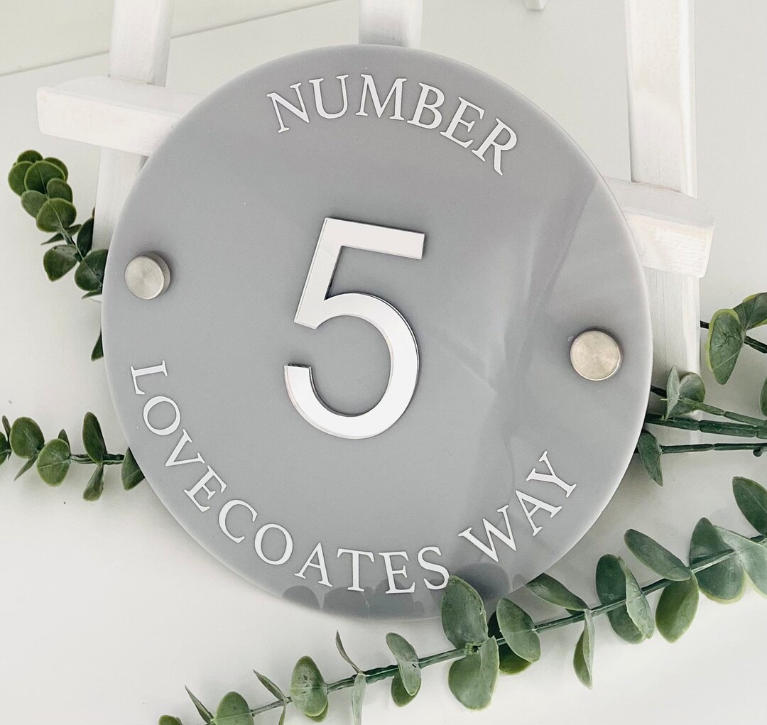 House Door Sign, Acrylic House Number Door Sign Personalised Mirrored ...