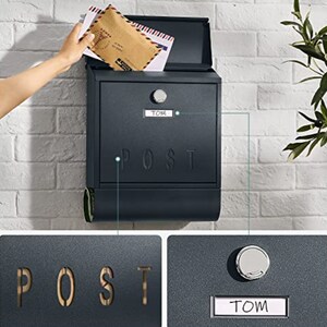 Contemporary Postbox, Personalised Post Box, Lockable Post Box, Grey ...