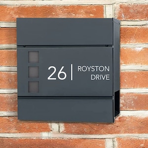 Contemporary Postbox, Personalised Post Box, Lockable Post Box, Grey ...