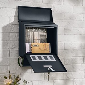 Contemporary Postbox, Personalised Post Box, Lockable Post Box, Grey ...