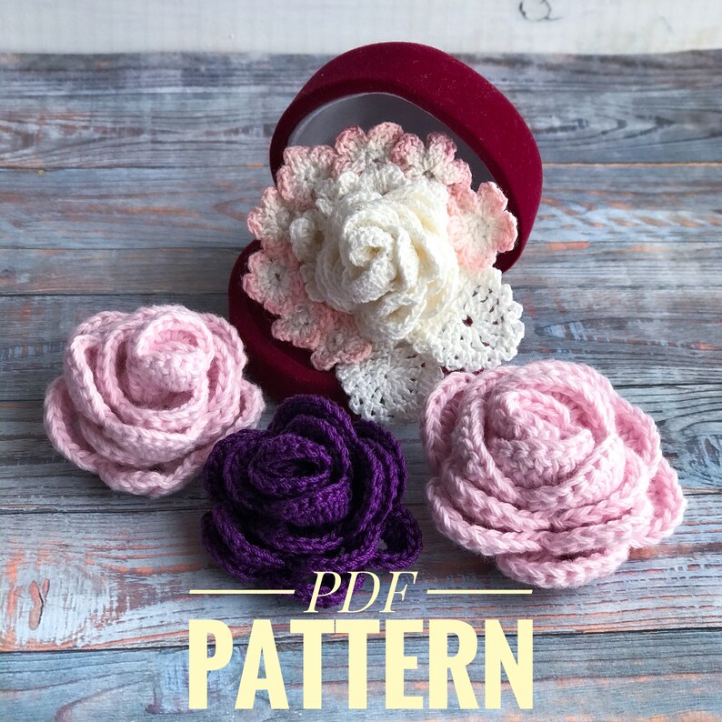 Rose Flower Crochet PATTERN PDF Crochet Pattern Rose Flower | Etsy