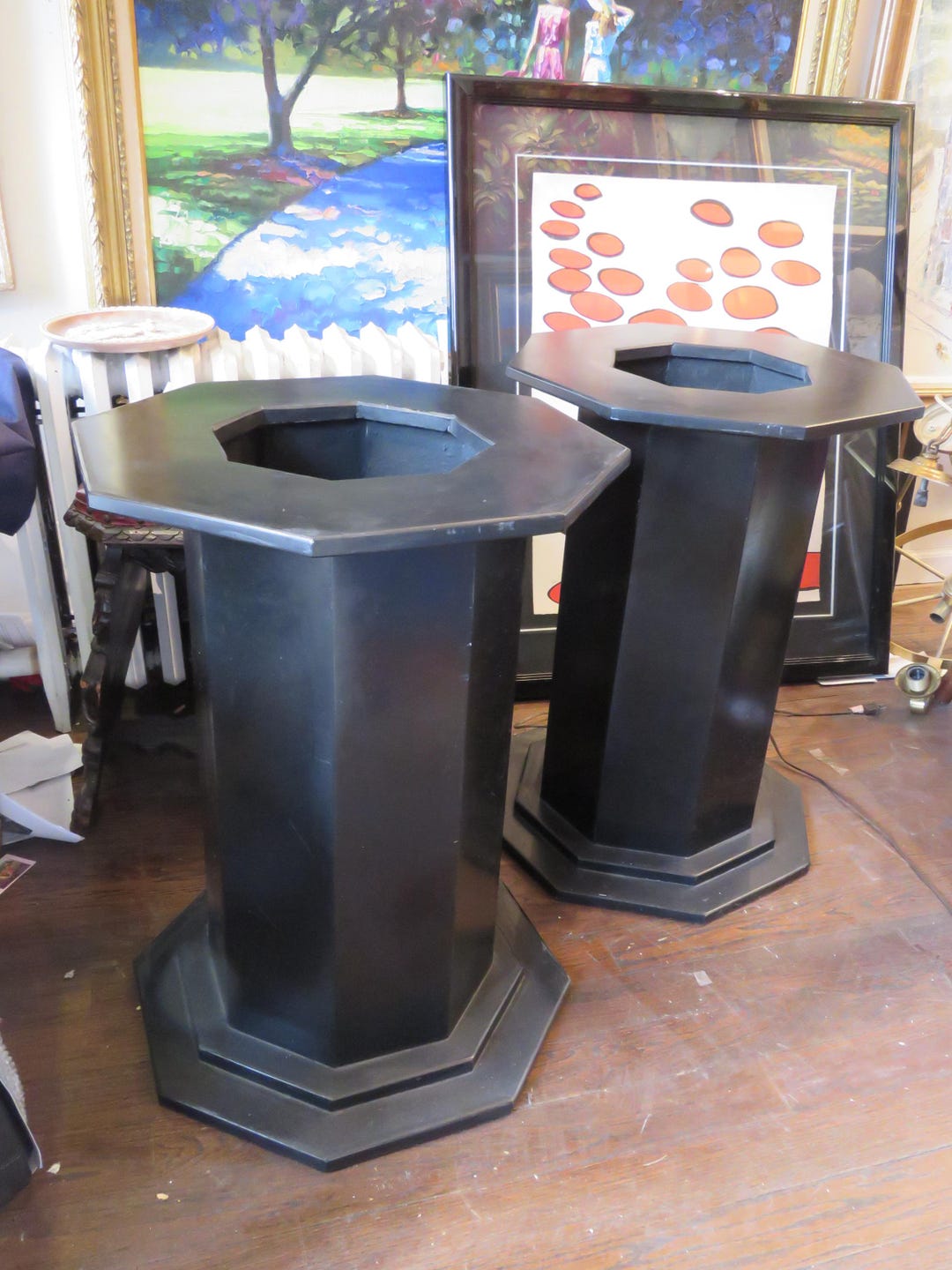 Rare Important New York City Estate Pair Grand Octagon Black Marble ...