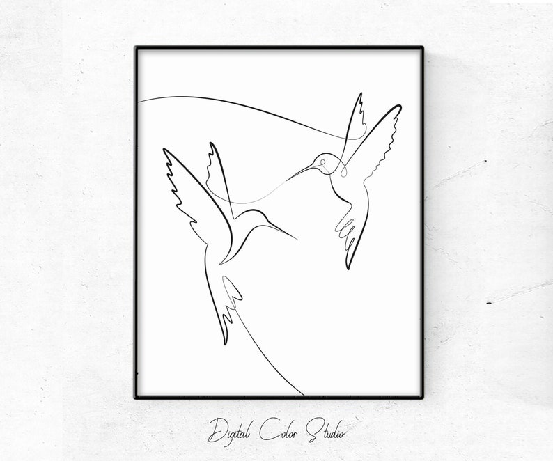 Hummingbird Drawing, Drawing Digital, Minimal Wall Art, One Line Art ...