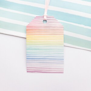 Luxury Rainbow Stripe Gift Tags / Set of 5 / Alcohol Ink Artwork ...