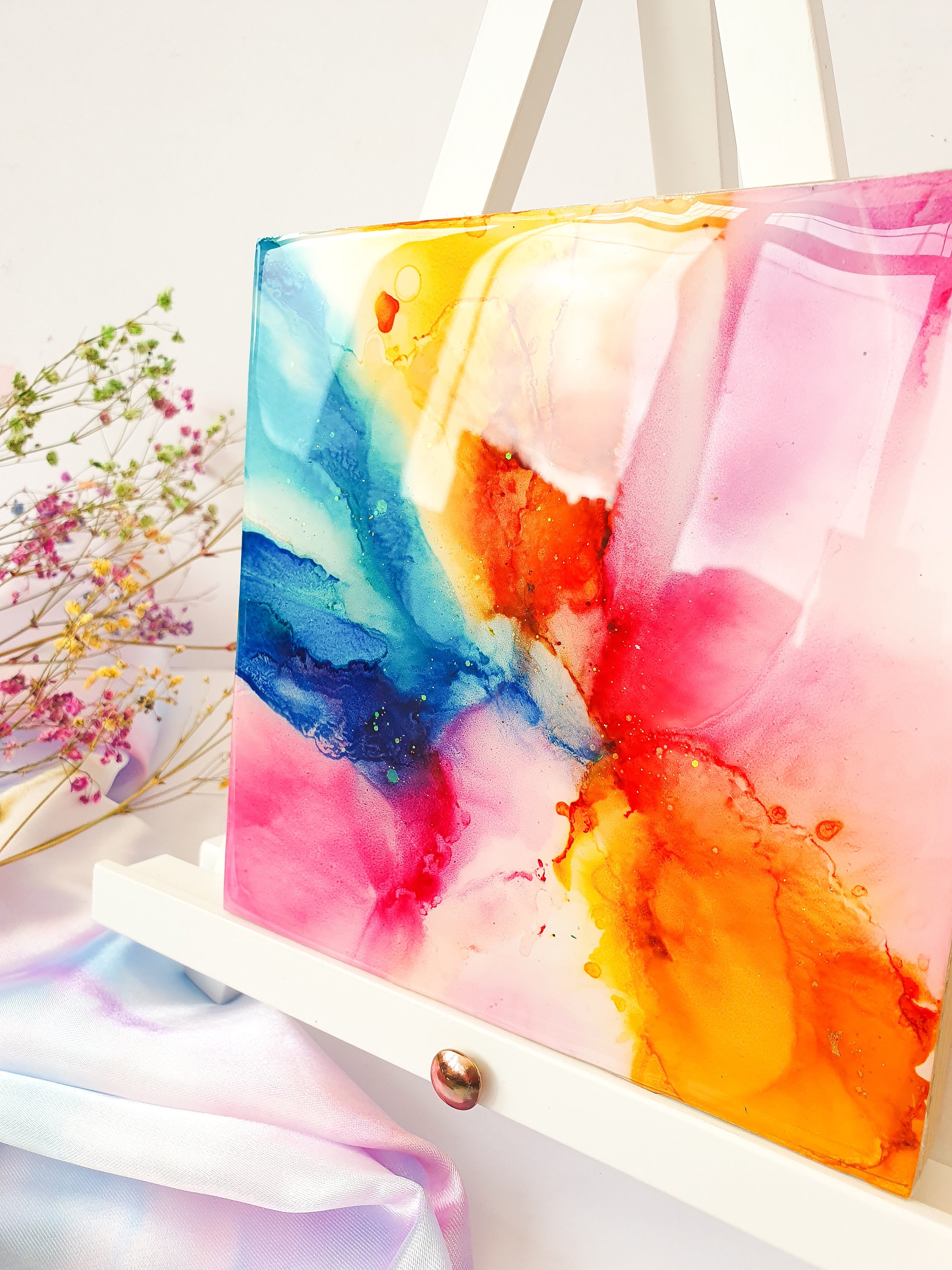 Original Resin Alcohol Ink Painting / Contraluz Opal I / - Etsy