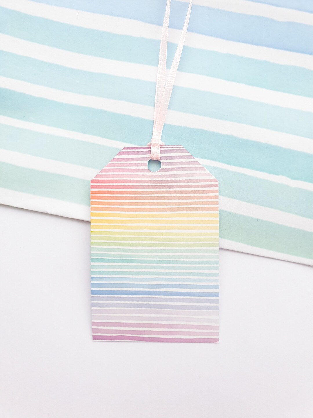 Luxury Rainbow Stripe Gift Tags / Set of 5 / Alcohol Ink Artwork ...