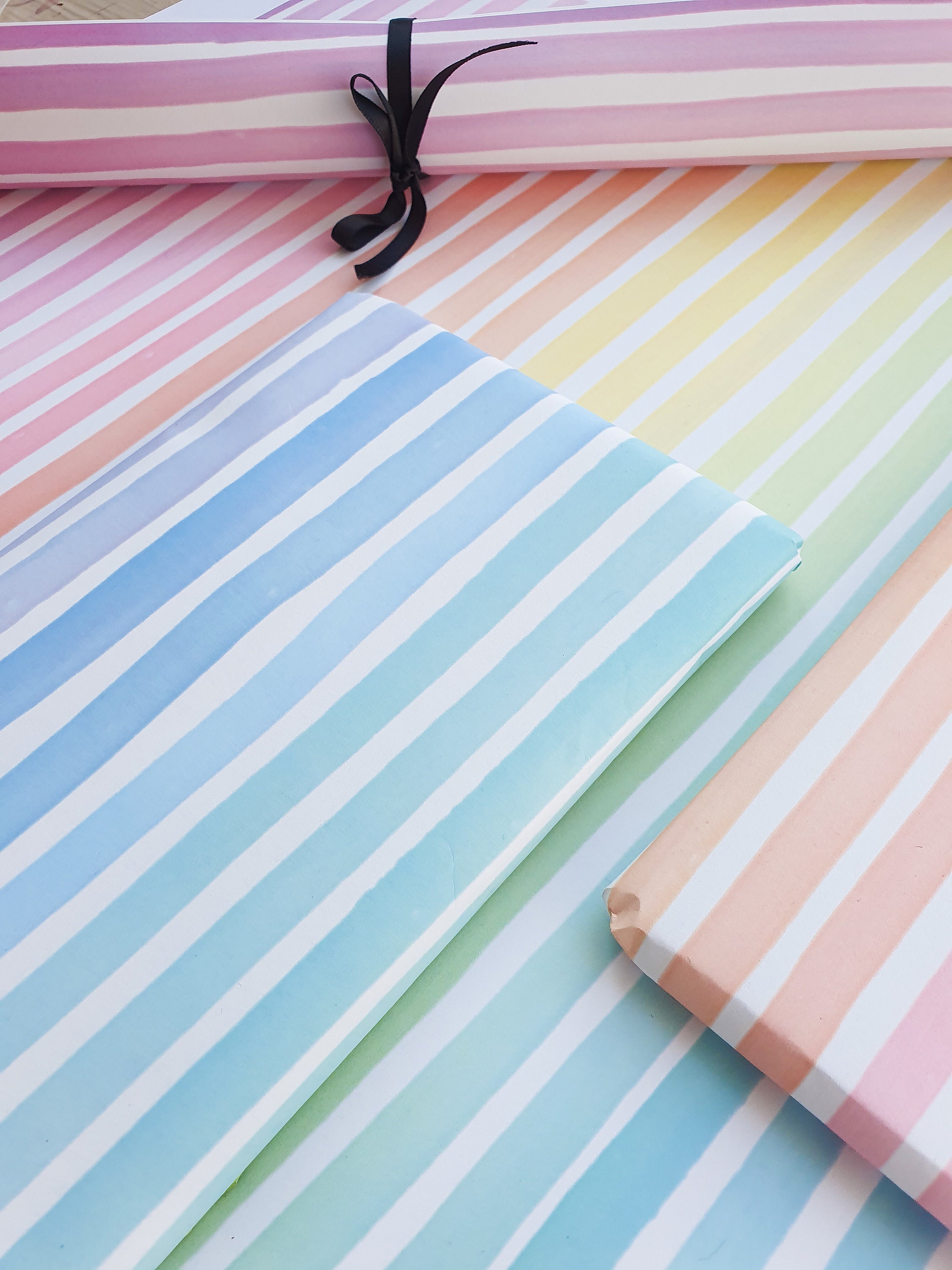 A2 Rainbow Stripe Wrapping Paper / Alcohol Ink Artwork / - Etsy UK