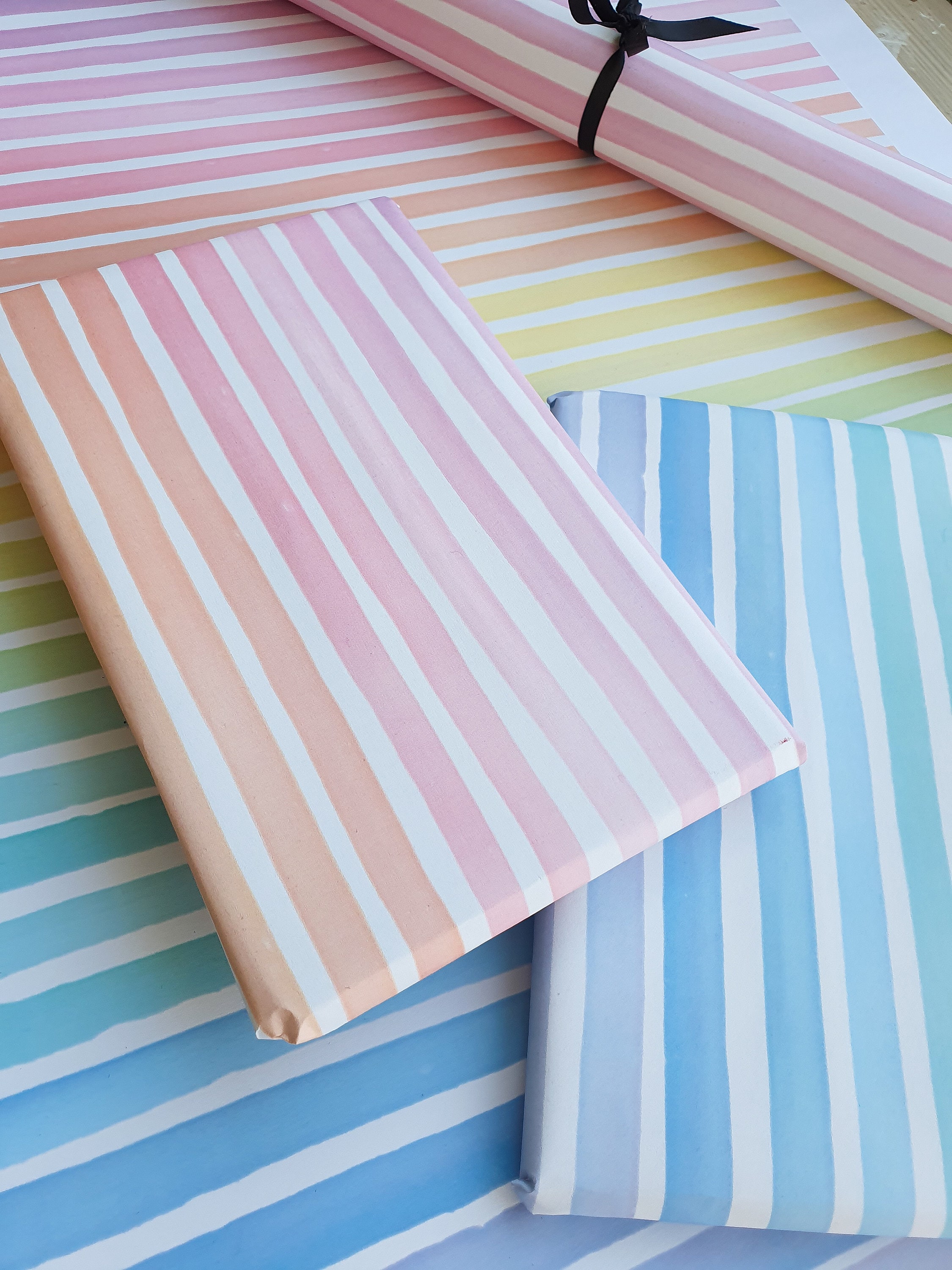 A2 Rainbow Stripe Wrapping Paper / Alcohol Ink Artwork / - Etsy UK