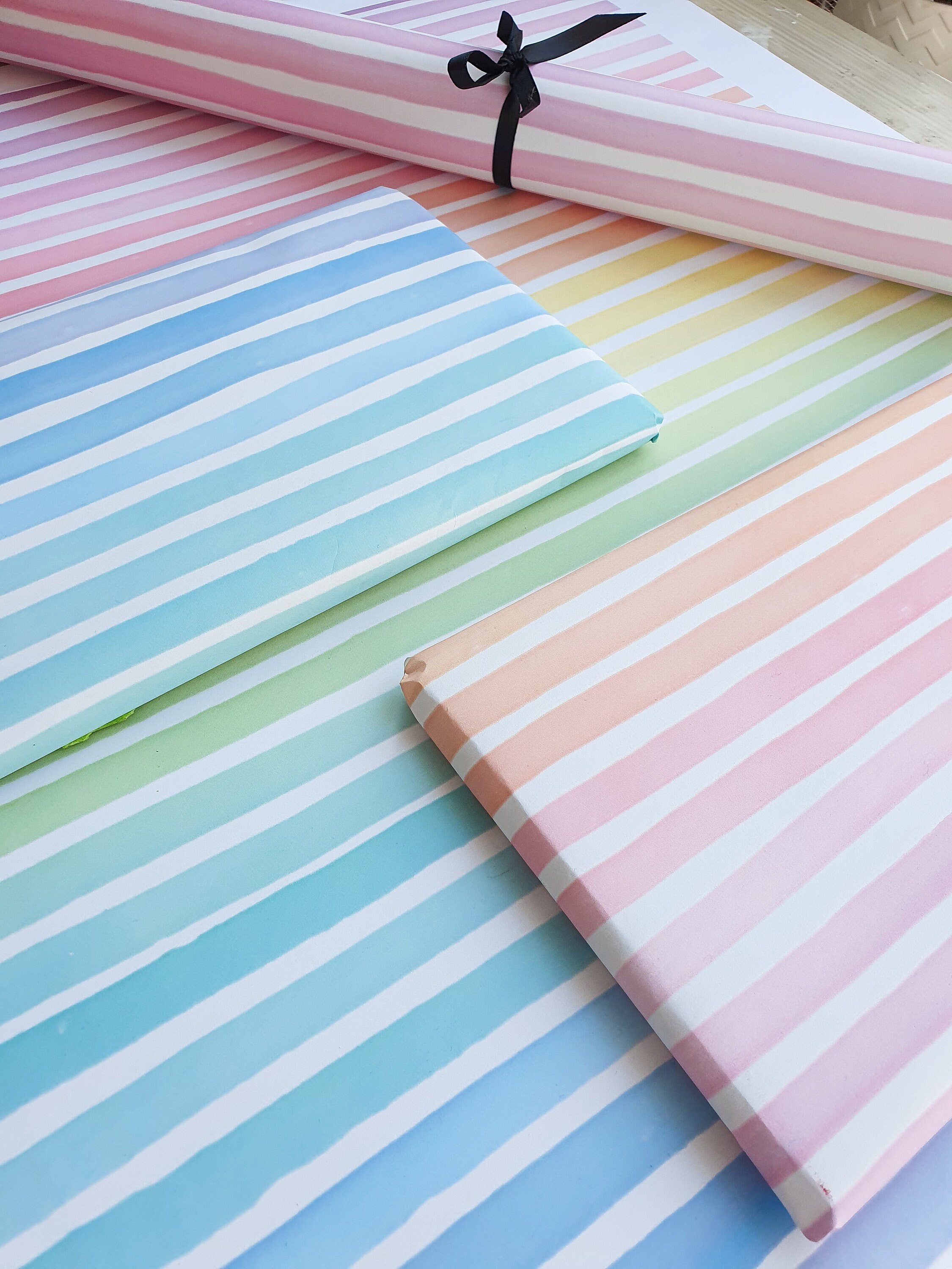 A2 Rainbow Stripe Wrapping Paper / Alcohol Ink Artwork / - Etsy UK