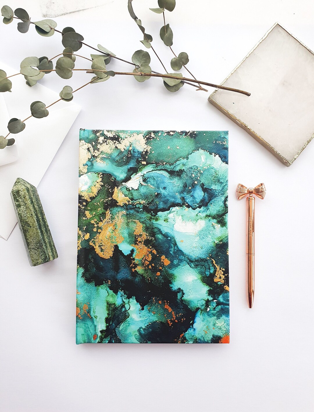 Luxury A5 Hardback Notebook / 'forest' / Green Alcohol Ink / Office ...
