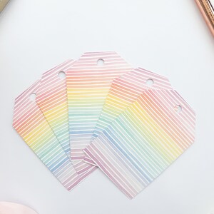 Luxury Rainbow Stripe Gift Tags / Set of 5 / Alcohol Ink Artwork ...