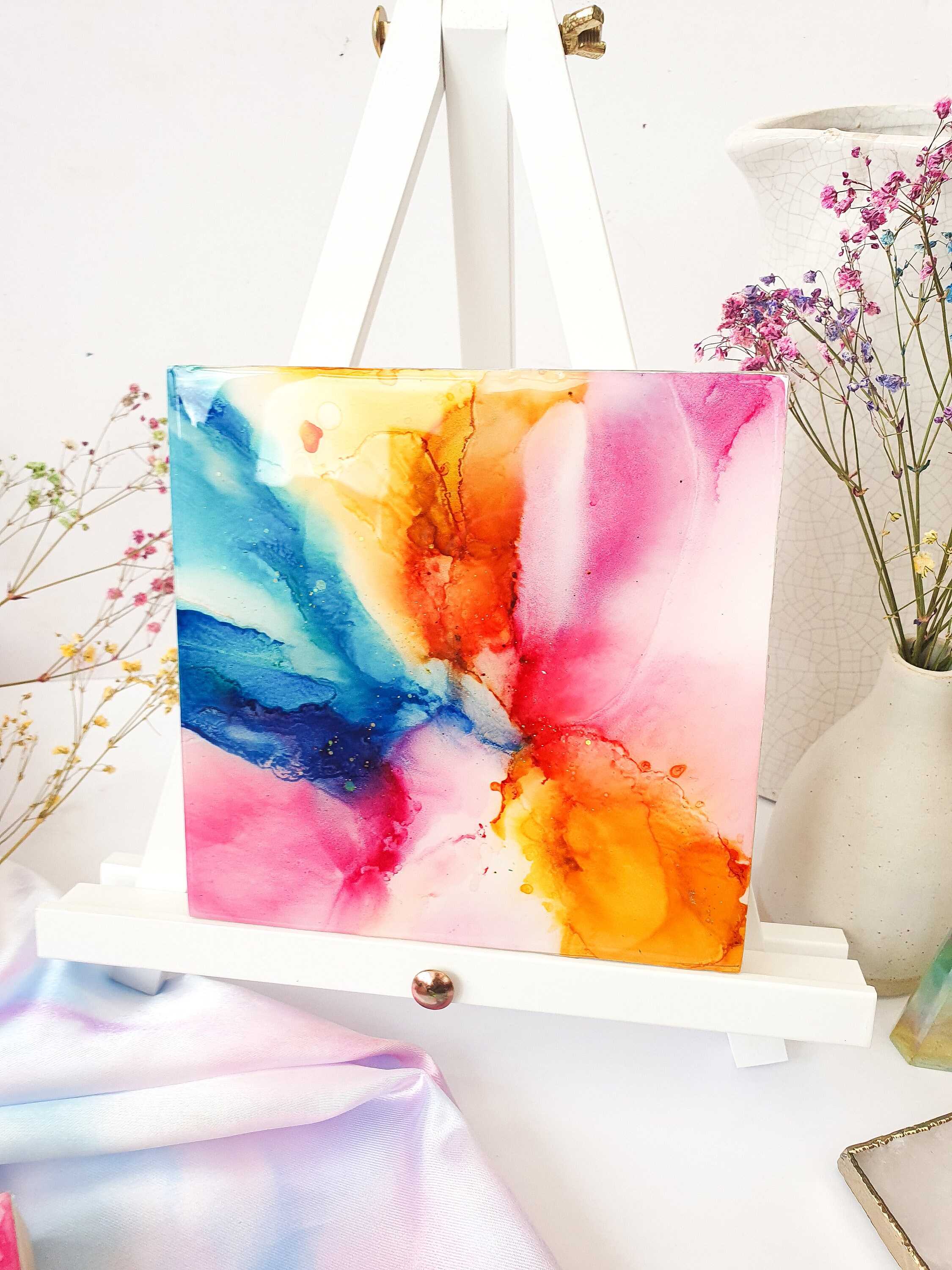 Original Resin Alcohol Ink Painting / Contraluz Opal I / - Etsy