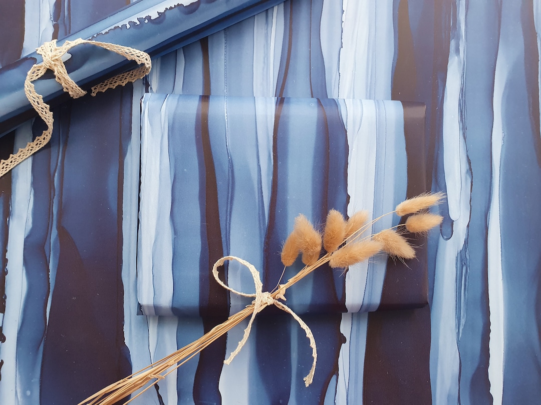 A2 Navy Wrapping Paper / Alcohol Ink Artwork / Stationery / Gift ...