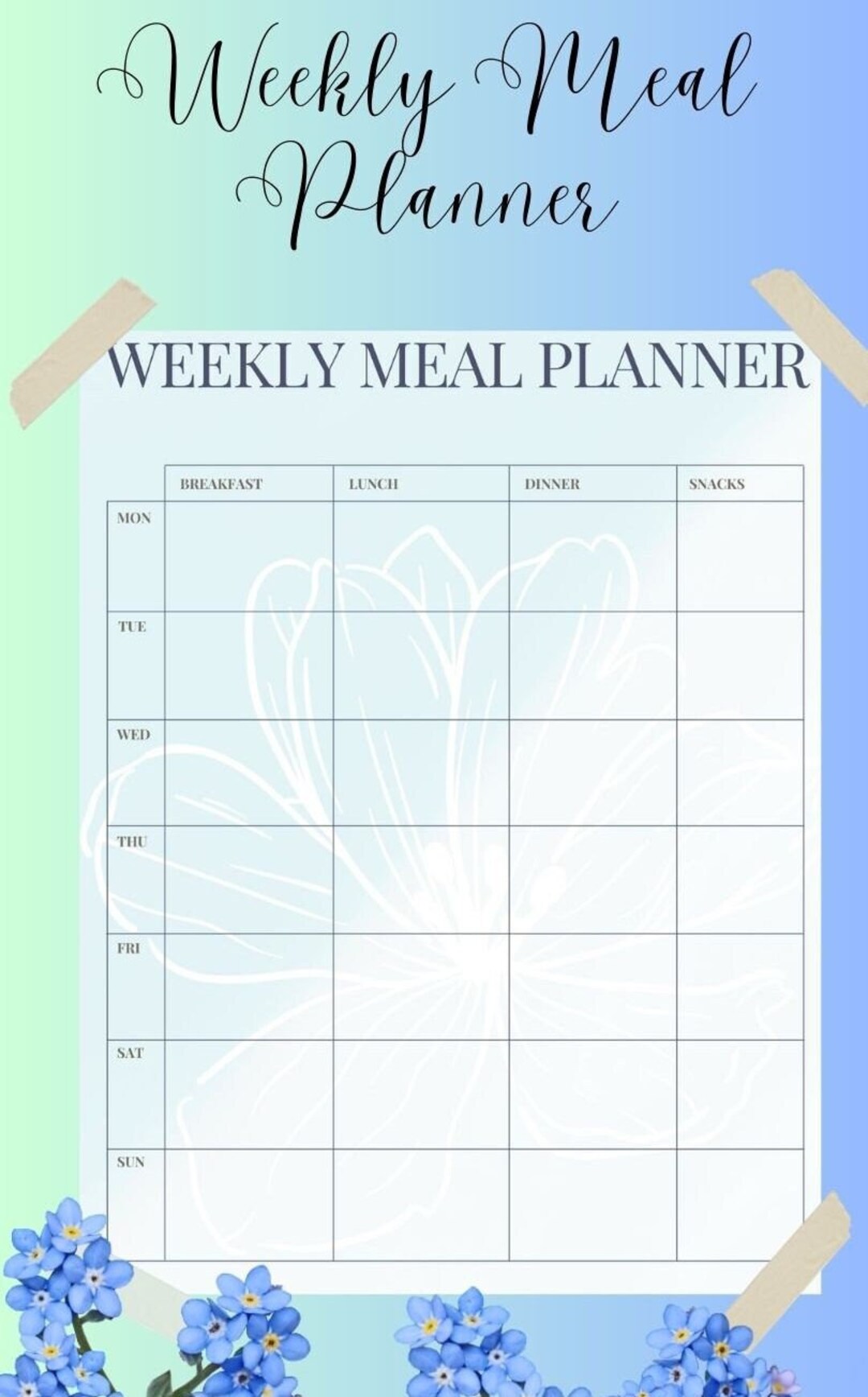 Weekly Meal Planner, Simple Meal Planner, Meal Planner, Weekly Meal ...