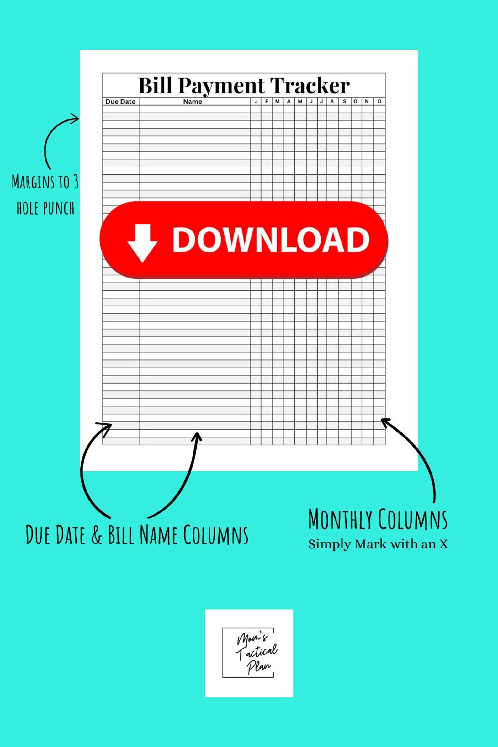 Bill Payment Tracker, Bill Tracker, Bill Tracker Printable, Bill ...