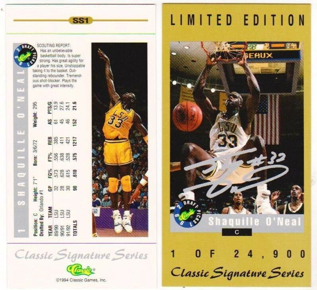 Shaquille O Neal Rookie Classic Signature Series Card NM - Etsy