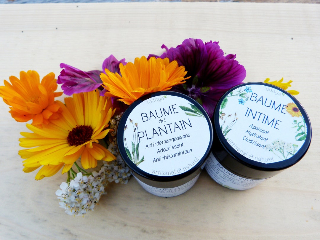 Set of 2 Artisanal Balms: Plantain Balm and Intimate Balm, Natural and ...