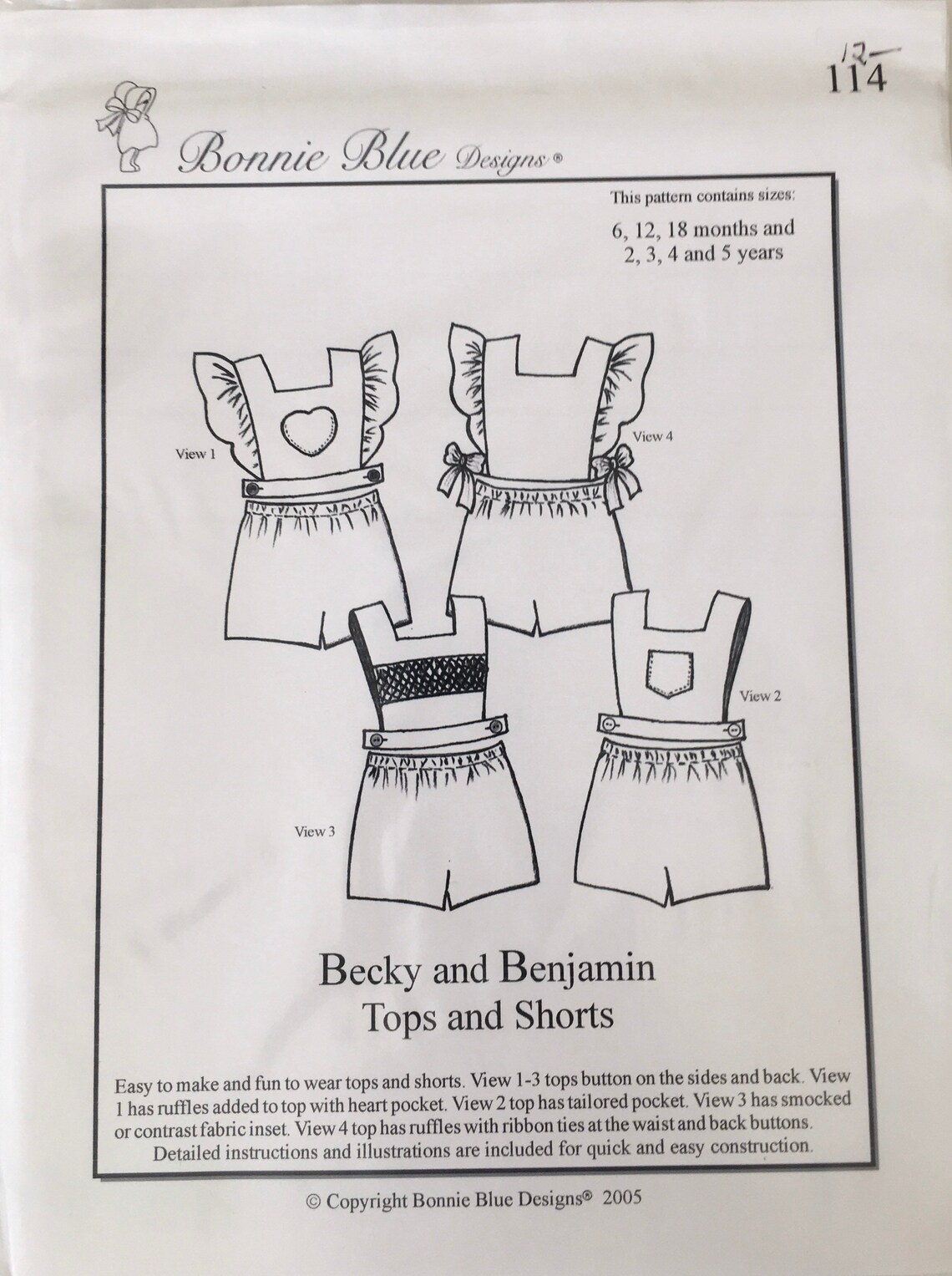 Bonnie Blue Designs - Becky and Benjamin Tops and Shorts - Etsy