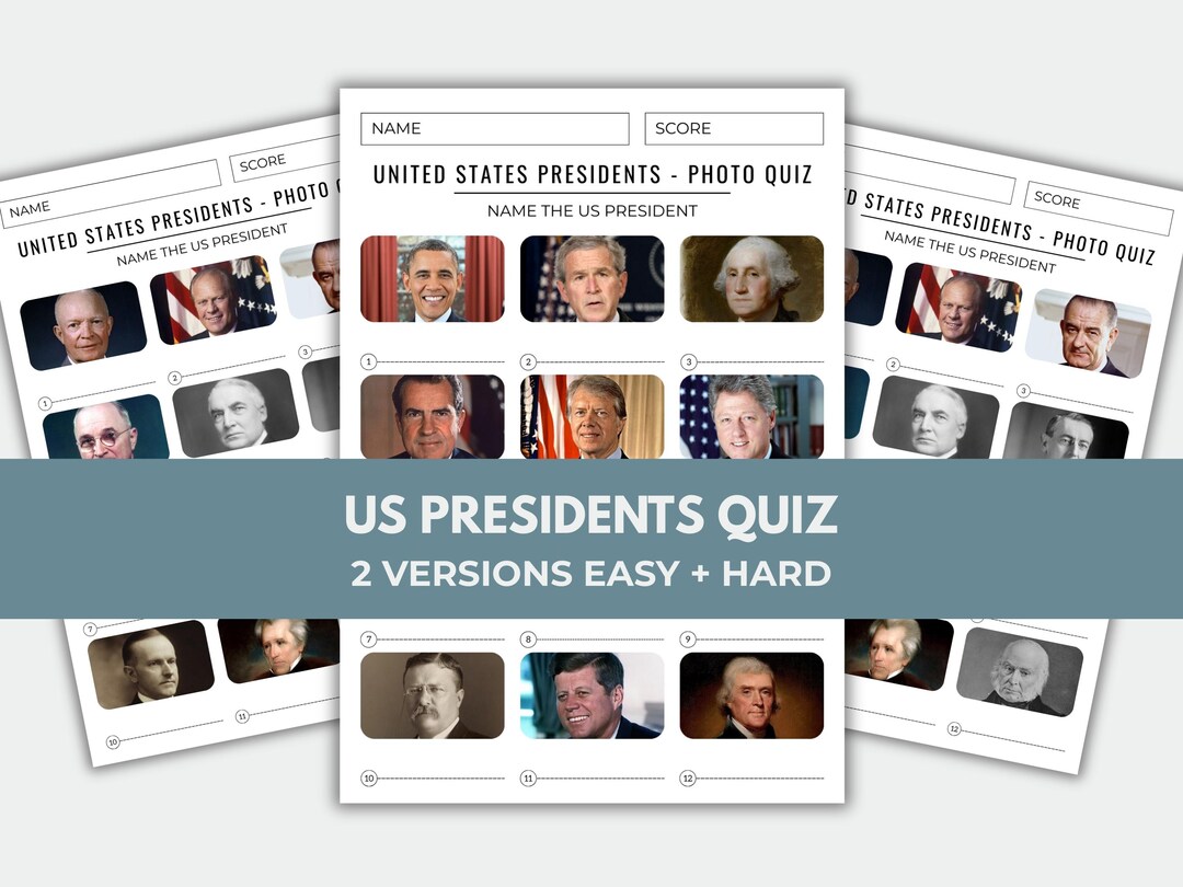 US Presidents Photo Quiz – Printable Trivia Game (instant Download) - Etsy