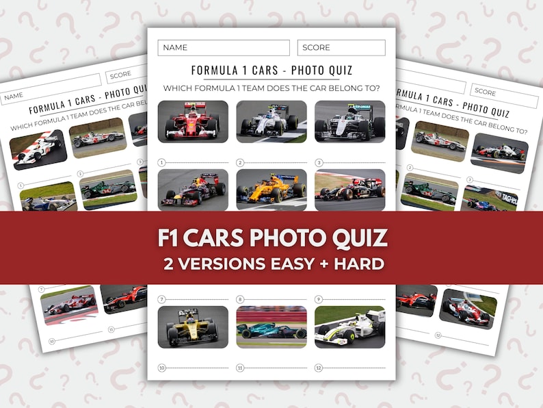 Formula 1 Cars Photo Quiz – Printable F1 Trivia Game (instant Download ...
