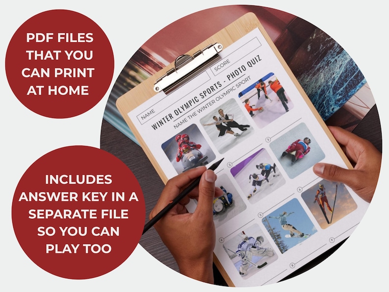 Winter Olympic Sports Photo Quiz – Printable Trivia Game (instant ...