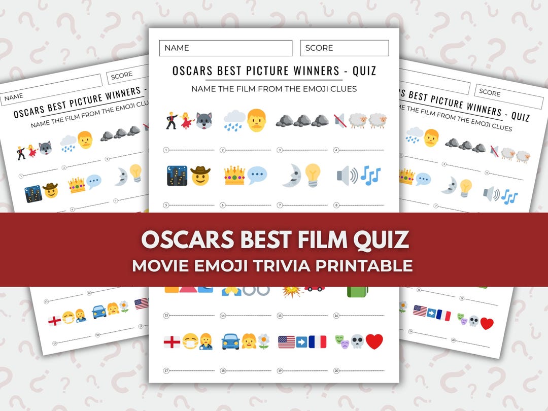 Oscars Award Winners Emoji Quiz – Movie Printable Trivia Game (instant ...