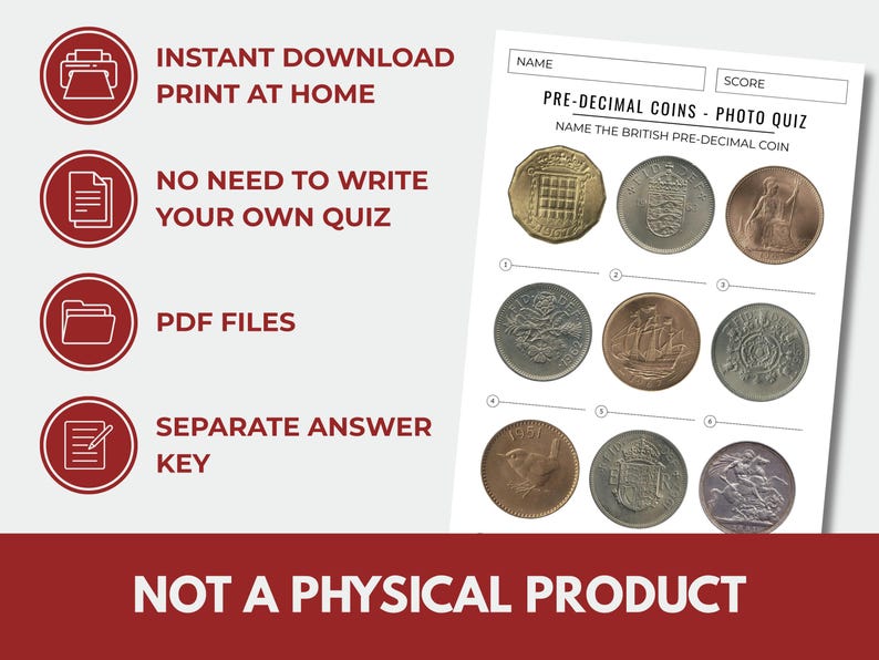 Pre-decimal Coins Photo Quiz – Printable Trivia Game (instant Download ...