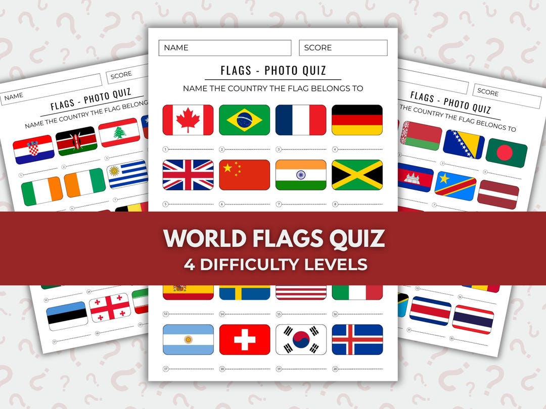 World Flags Photo Quiz – Printable Trivia Game (instant Download) - Etsy