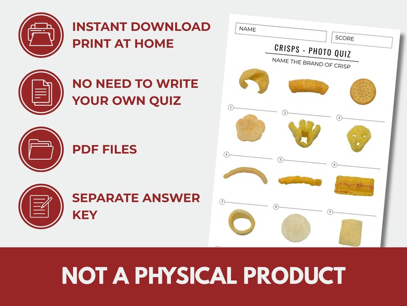 British Crisps Picture Quiz – Printable Trivia Game (instant Download ...