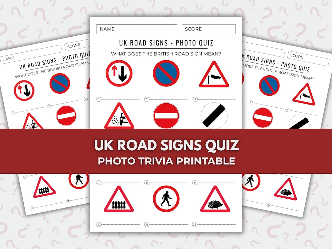 UK Road Signs Photo Quiz – Printable Trivia Game (instant Download) - Etsy
