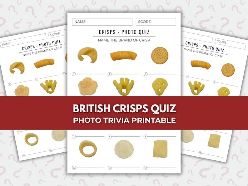 British Crisps Picture Quiz – Printable Trivia Game (instant Download ...