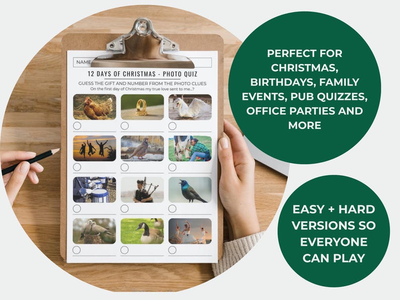 12 Days of Christmas Picture Quiz – Printable Xmas Trivia Game (instant ...