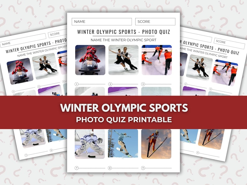 Winter Olympic Sports Photo Quiz – Printable Trivia Game (instant ...