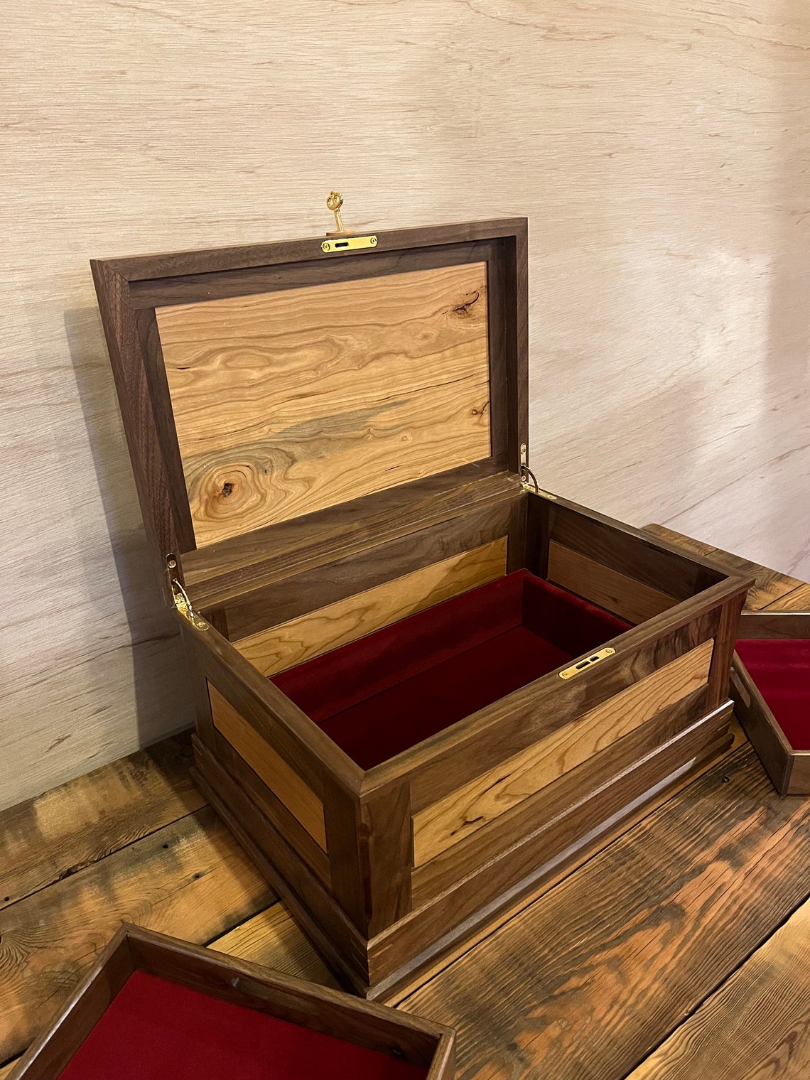 Walnut and Cherry Keepsake Box W/ Hinges and Lid Lock - Etsy