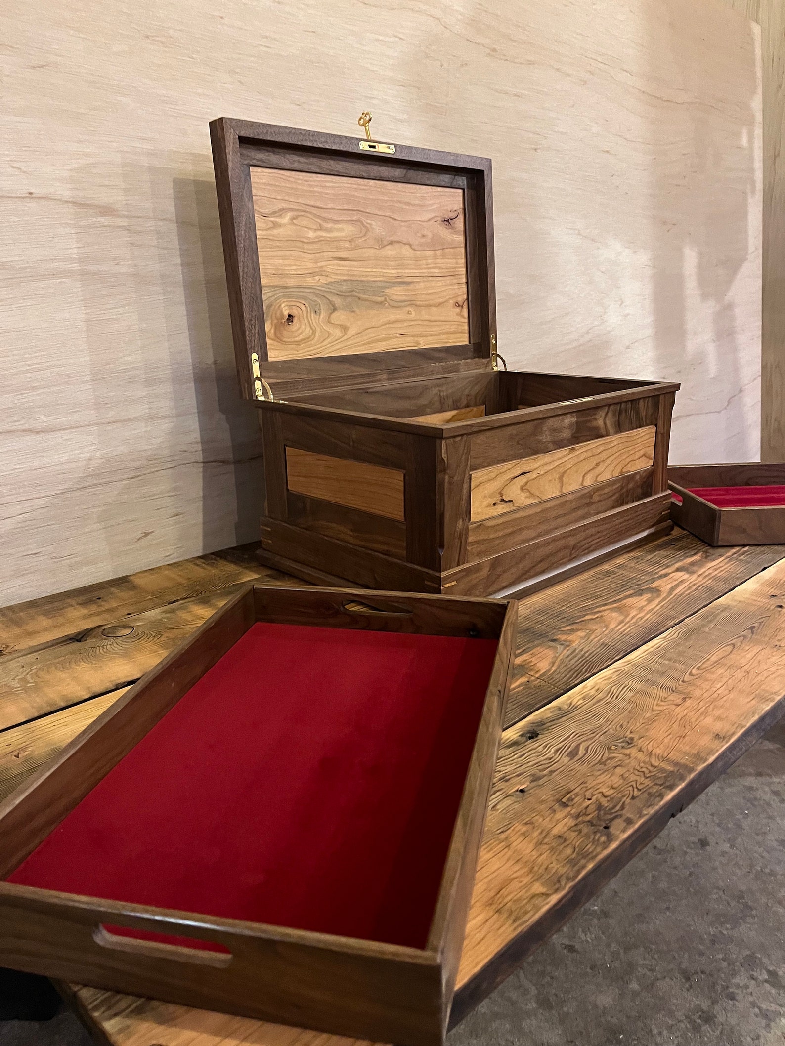 Walnut and Cherry Keepsake Box W/ Hinges and Lid Lock - Etsy