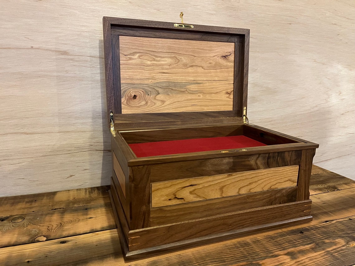 Walnut and Cherry Keepsake Box W/ Hinges and Lid Lock - Etsy