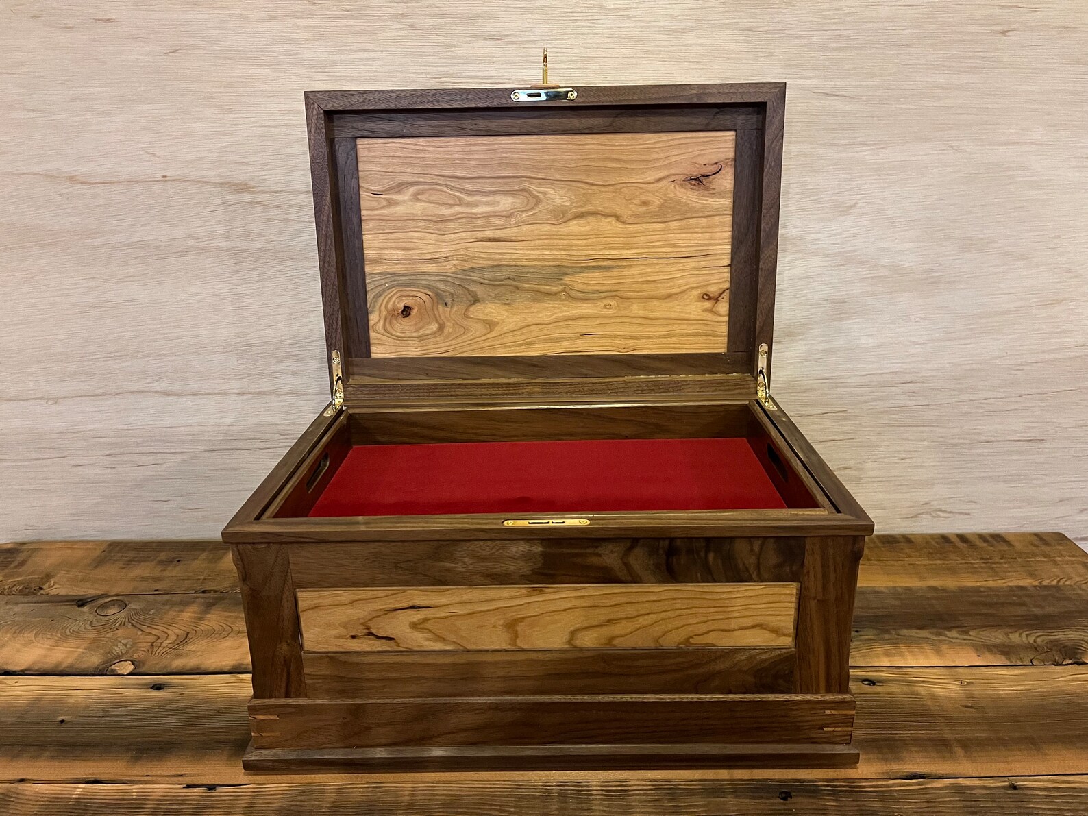 Walnut and Cherry Keepsake Box W/ Hinges and Lid Lock - Etsy