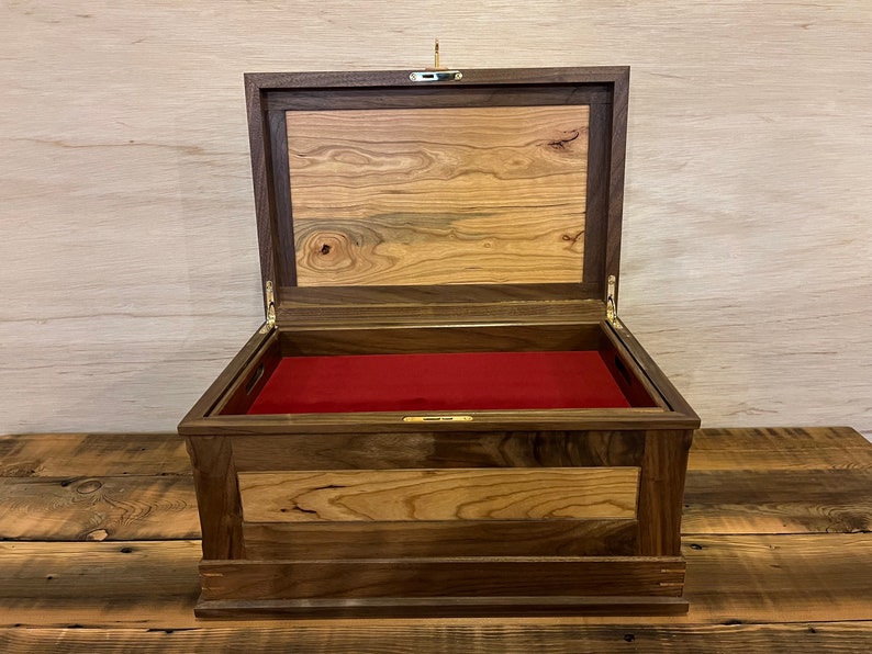 Walnut and Cherry Keepsake Box W/ Hinges and Lid Lock - Etsy