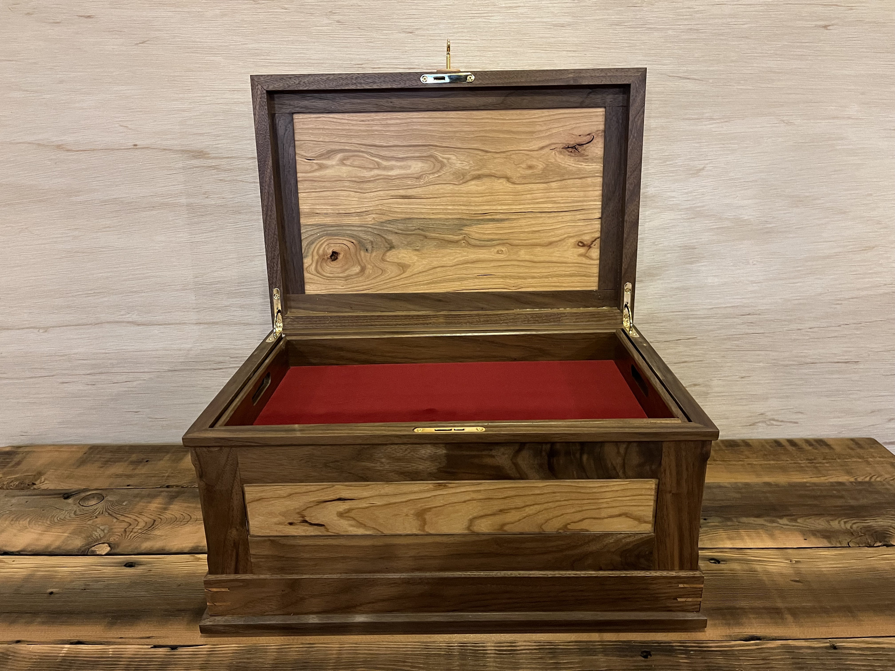Walnut and Cherry Keepsake Box W/ Hinges and Lid Lock - Etsy